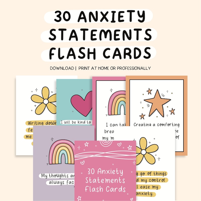 Anxiety Cards | Anxiety Coping Cards | Anxiety Flash Cards | CBT | Zone ...