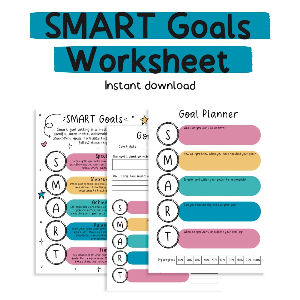 Smart Goals Template Goal Setting Poster Printable Smart Goal - Etsy ...