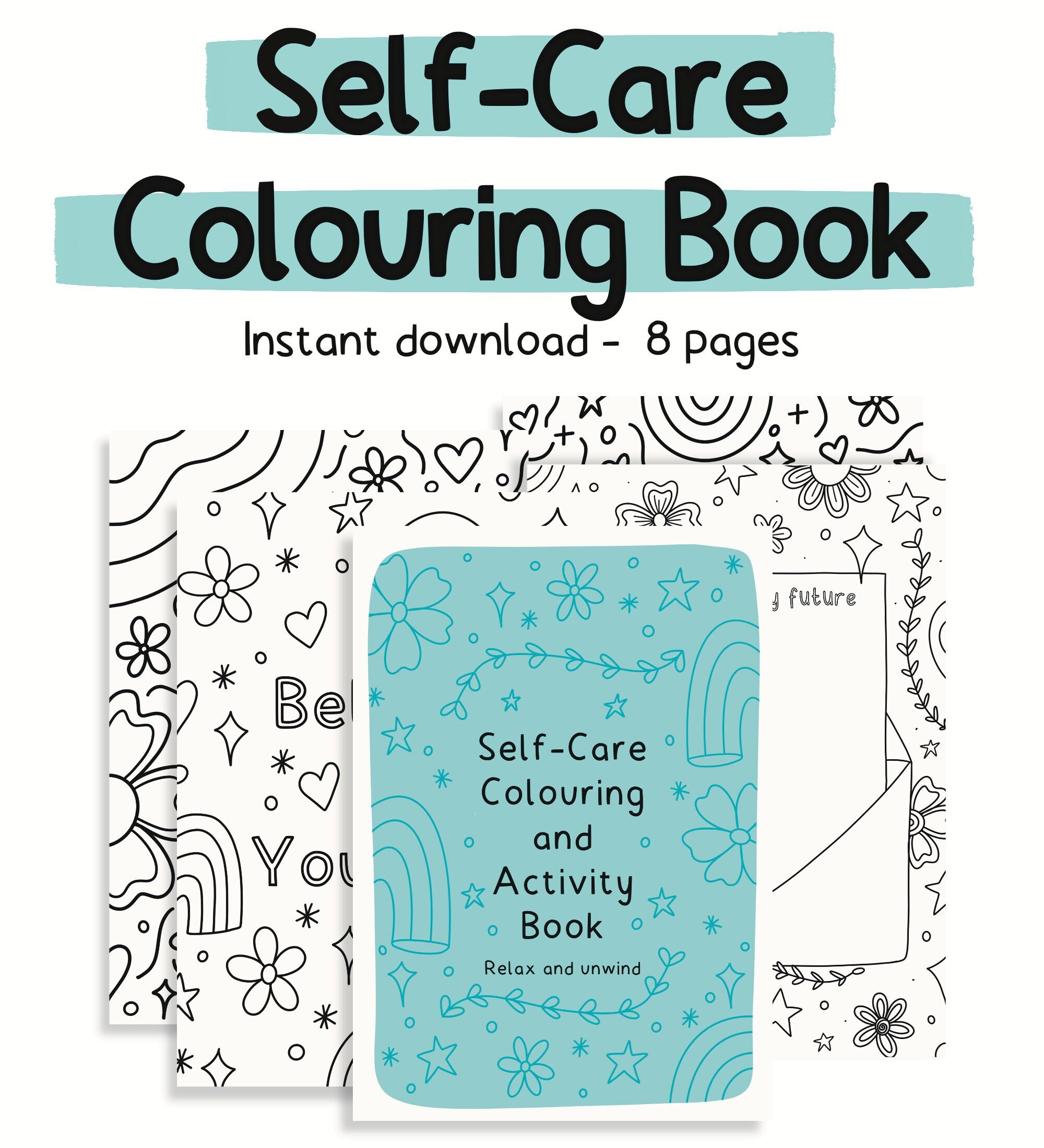 Digital Self-care Colouring Book Activity Book Anxitey - Etsy