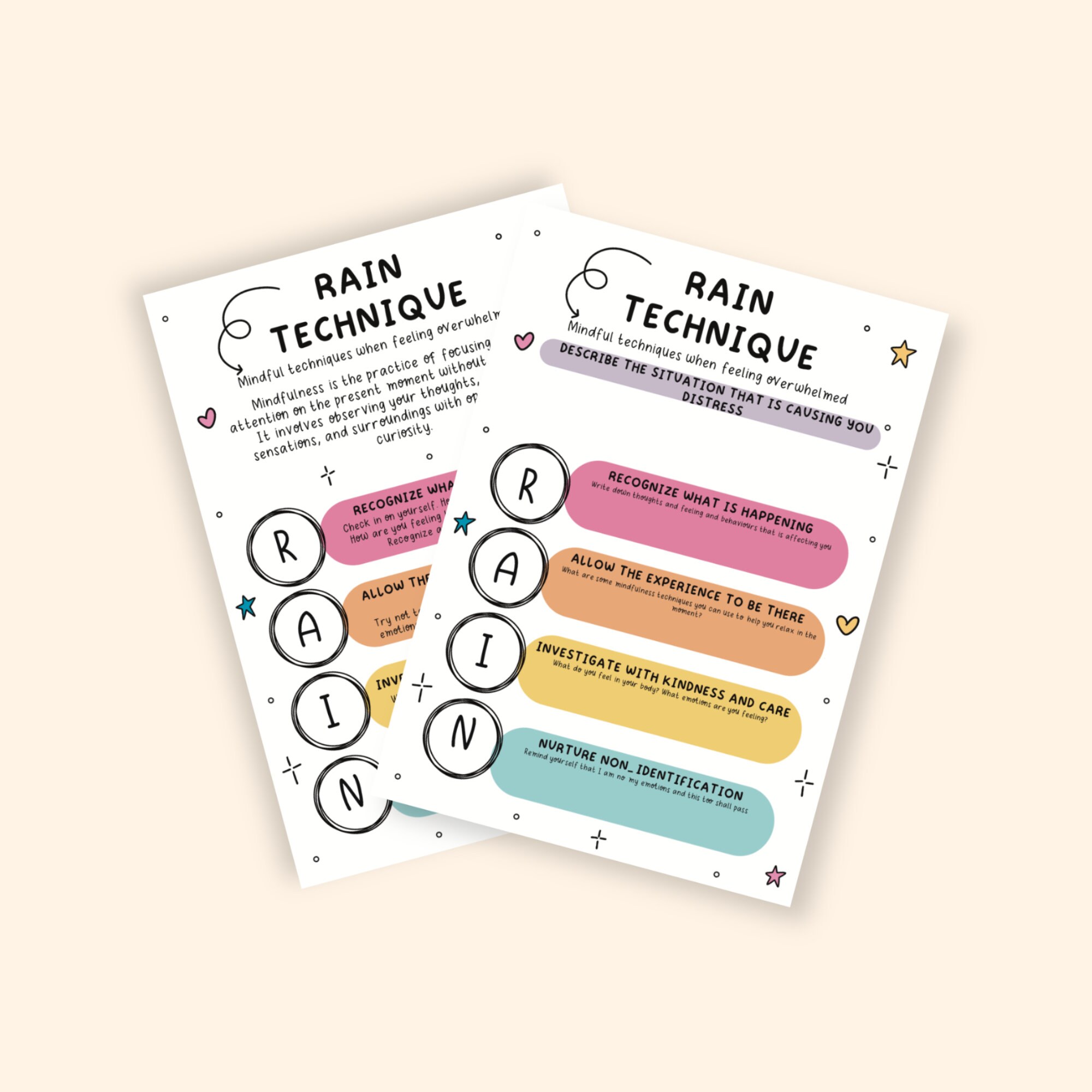 Rain Technique Mindfulness Worksheet | Therapy Worksheet | Printable ...
