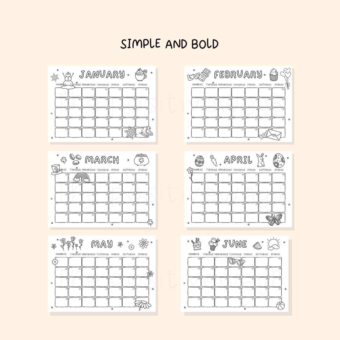 2025 Coloring Calendar Kids Calendar 2025 Monthly Planner Printable ...