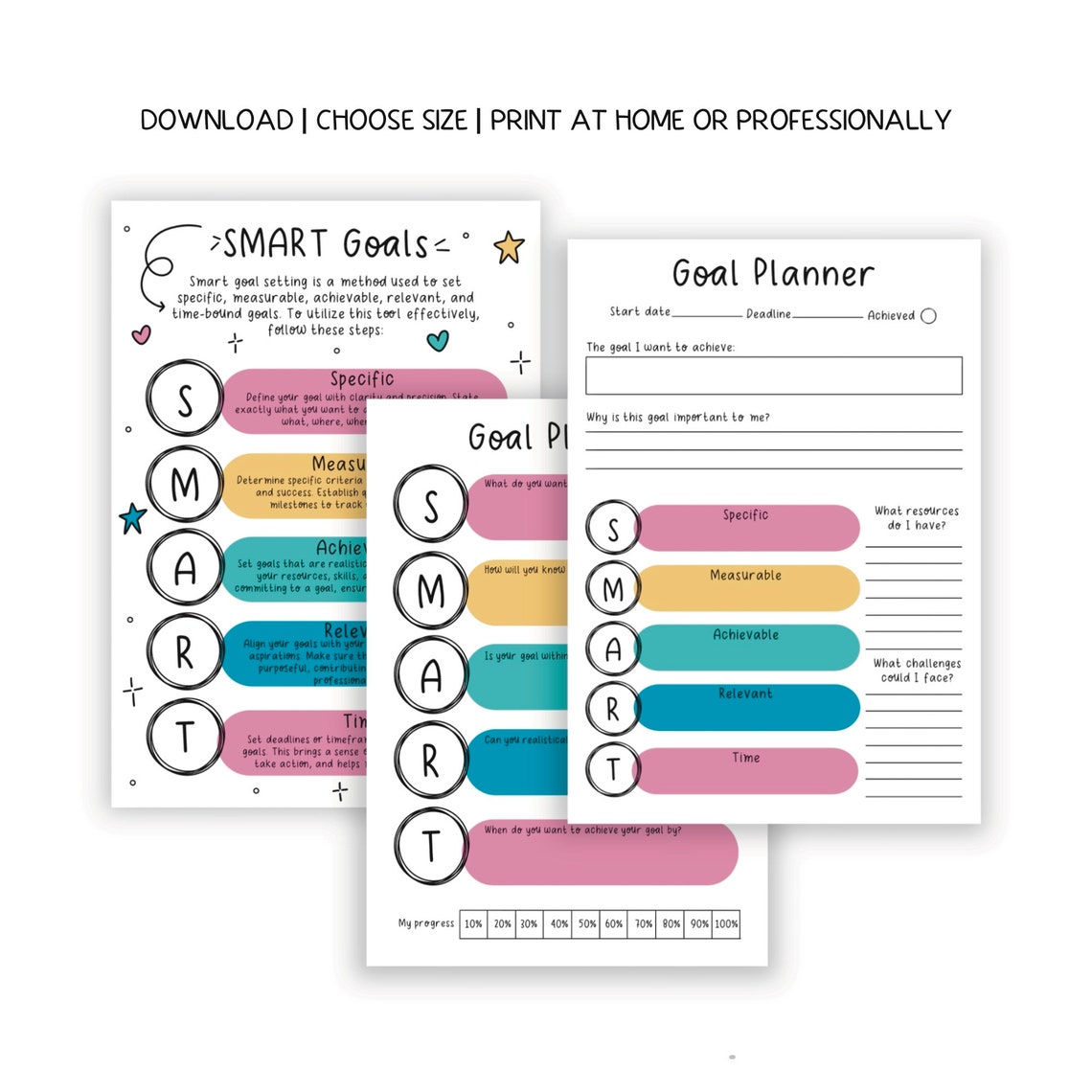 Smart Goals Template Goal Setting Poster Printable Smart Goal Tracker ...