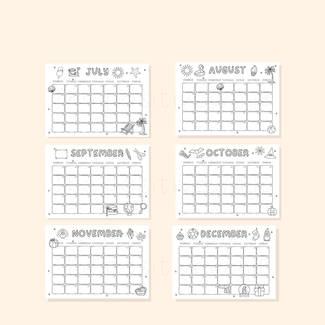 2025 Coloring Calendar Kids Calendar 2025 Monthly Planner Printable ...