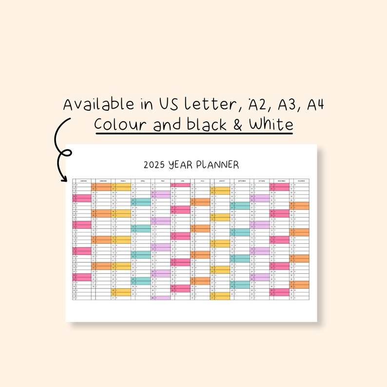 2025 Printable Wall Calendar Year at a Glance Planning Large 2025 ...