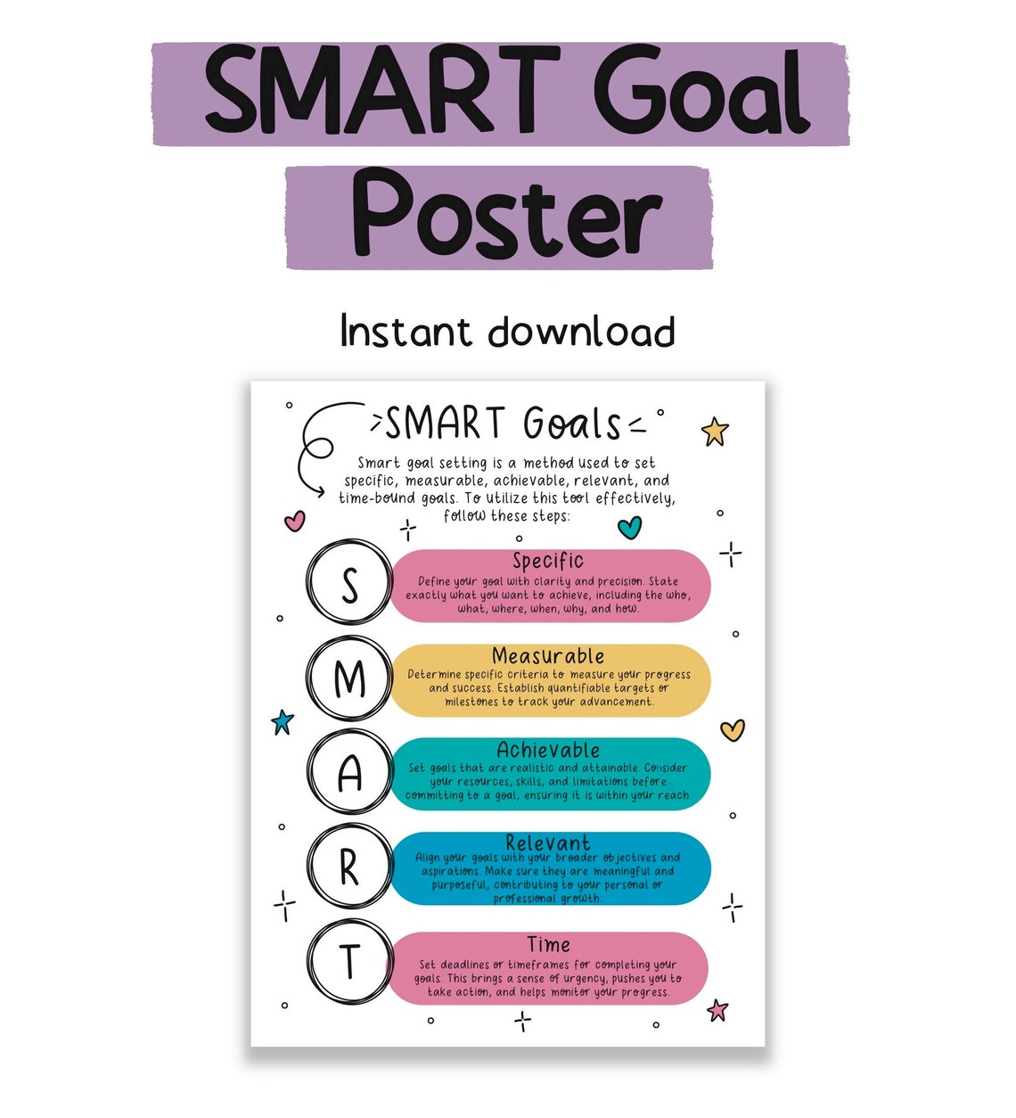 Smart Goals Poster Calm Down Corner Goal Planning Poster - Etsy UK