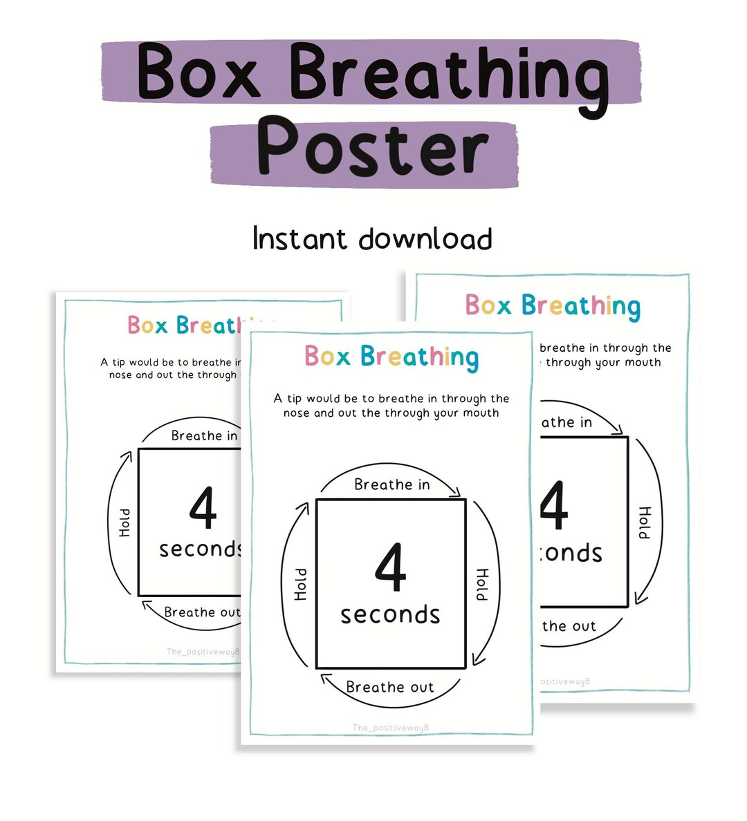 Box Breathing Technique Exercise Therapy Poster Square - Etsy