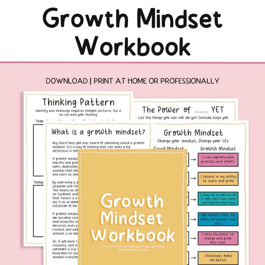 Growth Mindset Workbook for Self Esteem Worksheets Teen Confidence ...