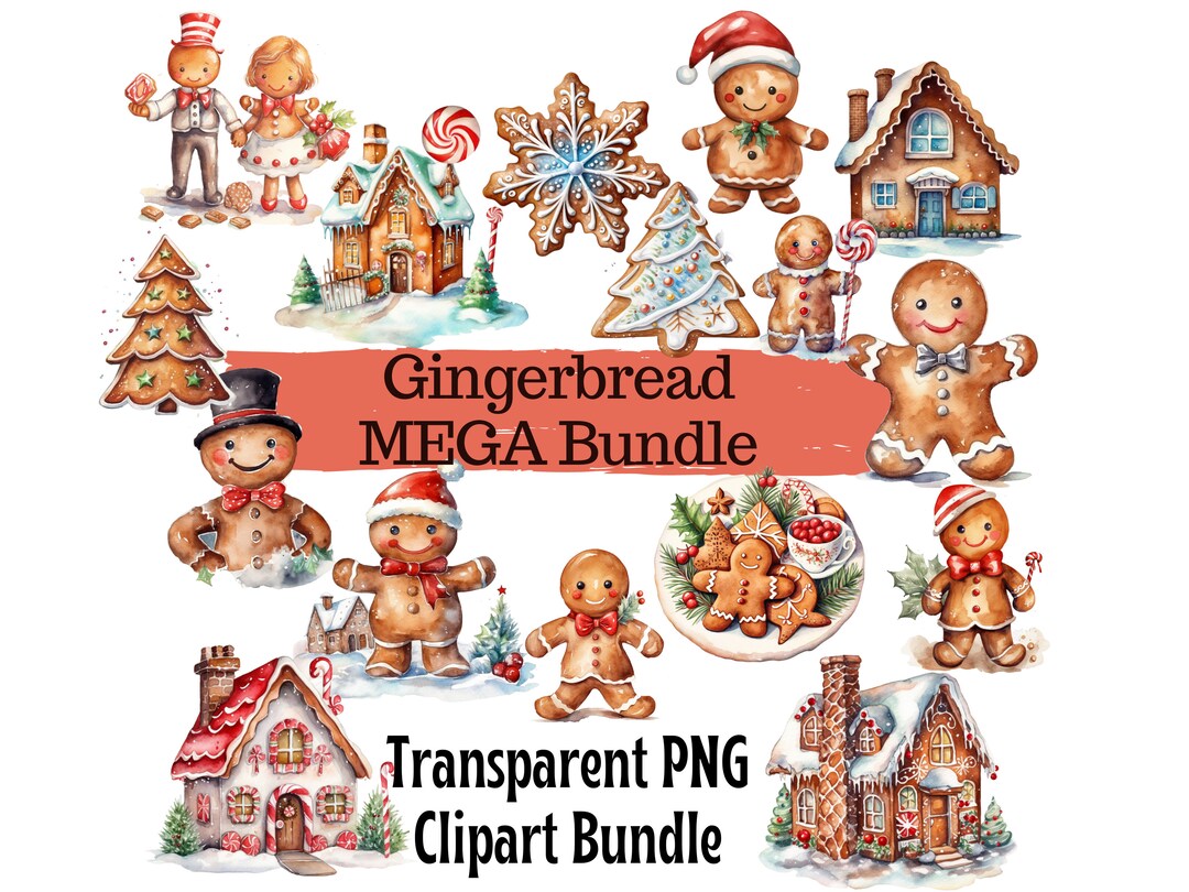 Gingerbread Clipart 55+ Bundle, Christmas Graphics, Gingerbread Man ...