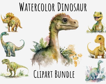 Dino Clipart Dinosaur Clipart Cute Dino Clipart Watercolor - Etsy