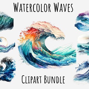 Watercolor Waves Clipart, Waves PNG Bundle, Sea Wave Graphics Printable ...