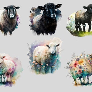 Watercolor Sheep Clipart, Lamb Clipart, Baby Sheep, Farmhouse Animals ...