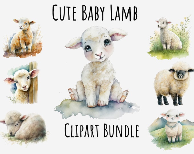 Sweet Sheep Clipart - Baby Lamb PNG Clipart Perfect for Farm Themed ...