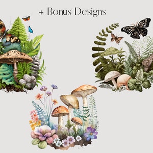 Watercolor Greenery Forest Mushroom Clipart Download Mystical Botanical ...