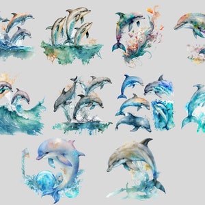 Watercolor Dolphin Clipart, Ocean Animal Images, Sea Fish Clipart, Cute ...