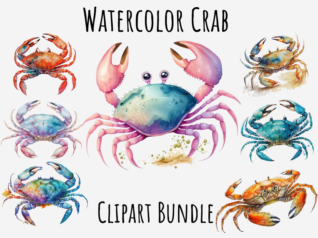 Watercolor Crab Clipart, Sea Animals Png, Crab Png, Beach, Marine ...