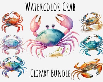 Watercolor Crab Clipart, Sea Animals Png, Crab Png, Beach - Etsy