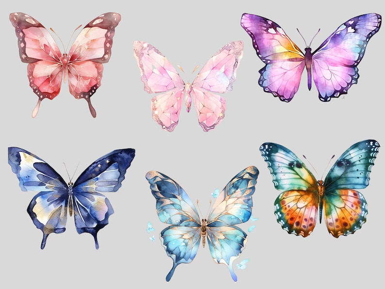 Watercolor Butterfly PNG Mix Clipart Butterflies Clipart - Etsy