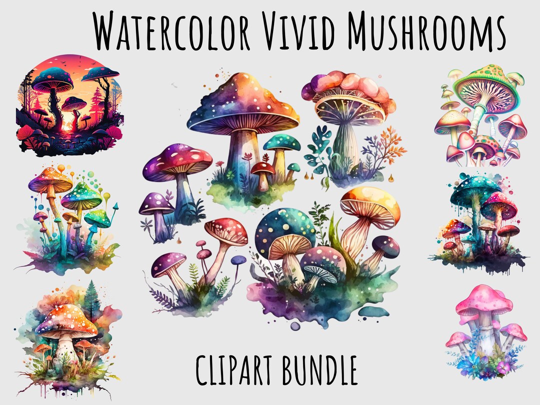 Watercolor Mushroom Png Clipart Digital Download Mystical Mushrooms ...
