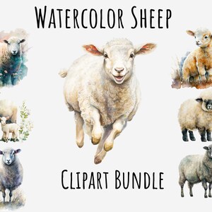 Watercolor Sheep Clipart, Lamb Clipart, Baby Sheep, Farmhouse Animals ...