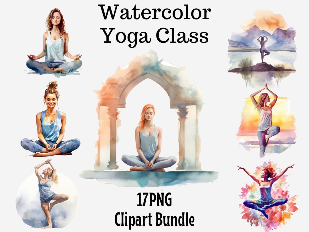 Watercolor Yoga Clipart, Exercise Clipart, Meditation Transparent ...