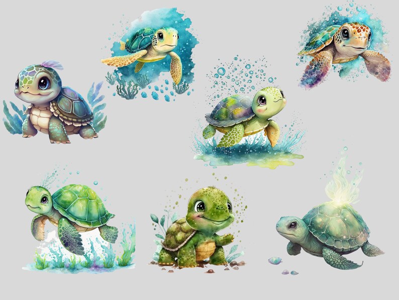 Watercolor Cute Baby Turtle Clipart Baby Animal Clipart Cute - Etsy