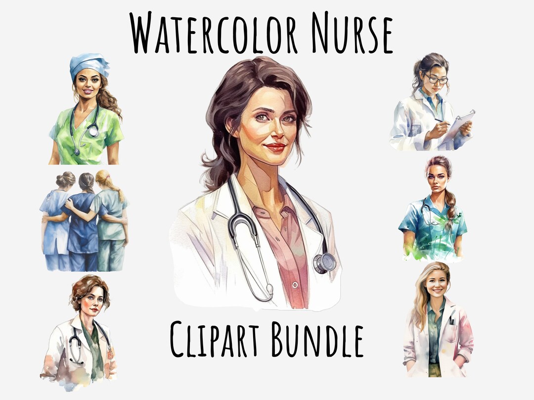 Watercolor Nurse Clipart, Nursing, Hospital, Portrait, Doctor, Medical ...