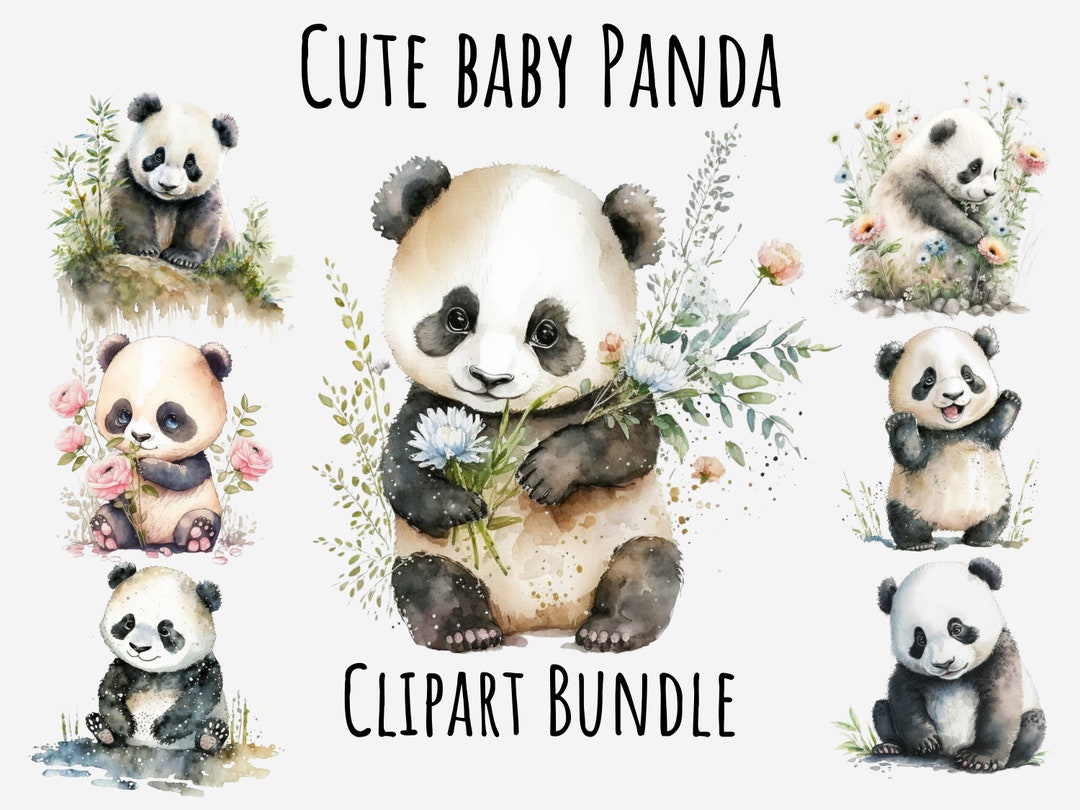 Cute Baby Panda Clipart Bundle, Cute Jungle Small Animal Png Images ...