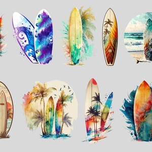 Watercolor Surfing Clipart, Surfboard Clipart, Hawaii, Beach Life ...