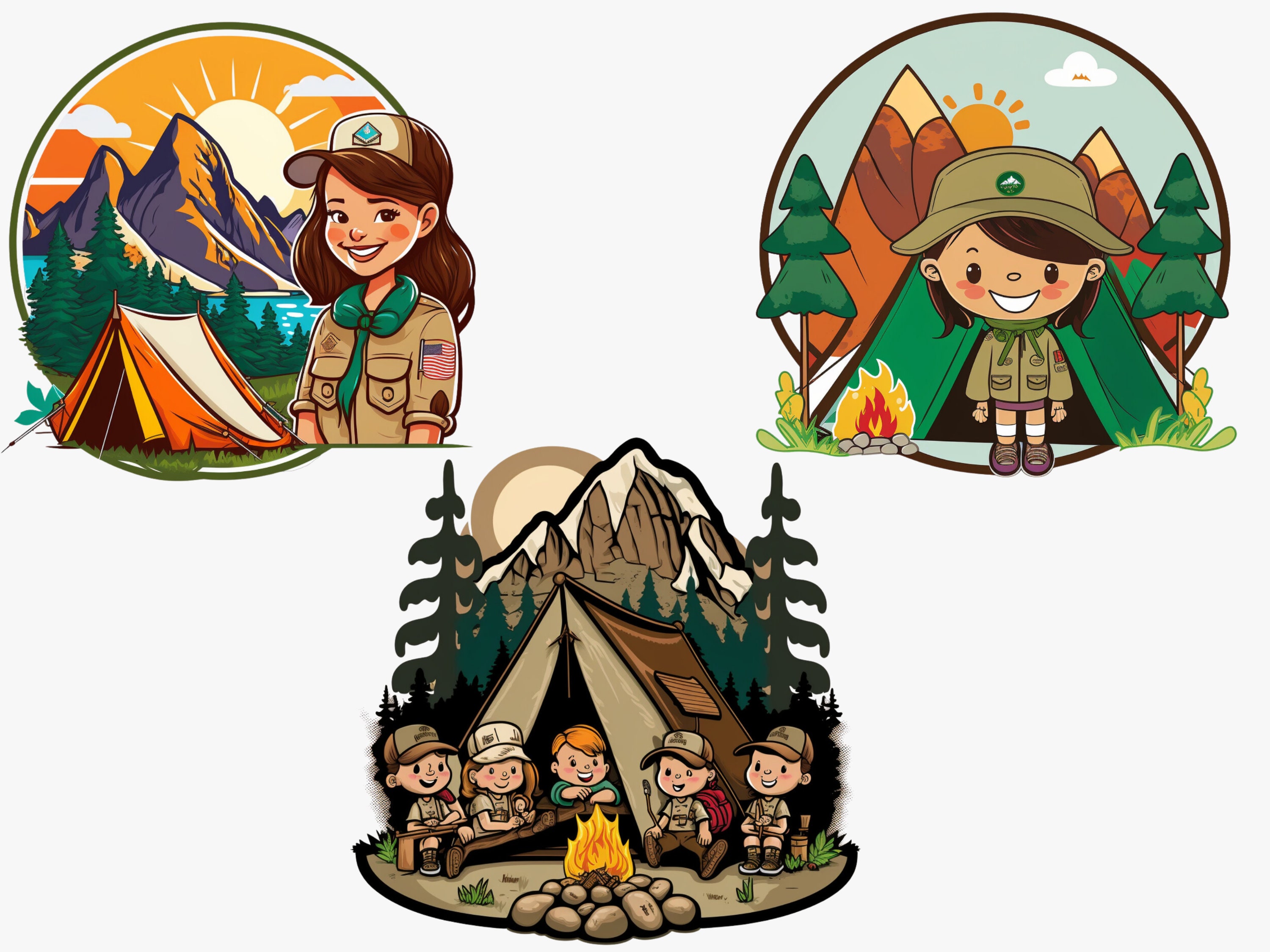 Girl Scout Clipart PNG Bundle Camping Clipart Forest Tent - Etsy