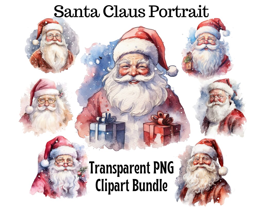 Watercolor Santa Claus Clipart, Transparent Png, Retro Santa, Winter ...