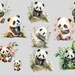 Cute Baby Panda Clipart Bundle, Cute Jungle Small Animal Png Images ...