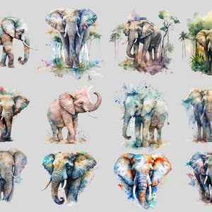 Watercolor Elephant Clipart, Wild Animal High-quality Images, Cute Baby ...