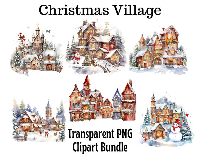 10 Christmas Village Clipart JPG Christmas Scene PNG Wonderland Clipart ...