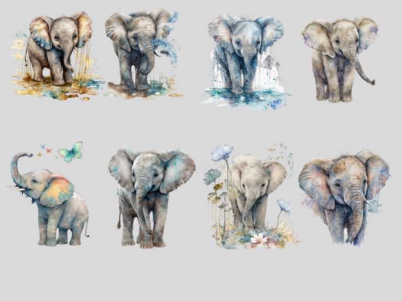 Watercolor Elephant Clipart Wild Animal High-quality Images - Etsy