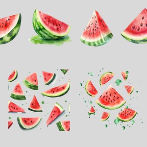 Watercolor Watermelon Clipart, Fruit Clipart, Summer, Beach Snack ...
