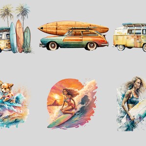 Watercolor Surfing Clipart, Surfboard Clipart, Hawaii, Beach Life ...