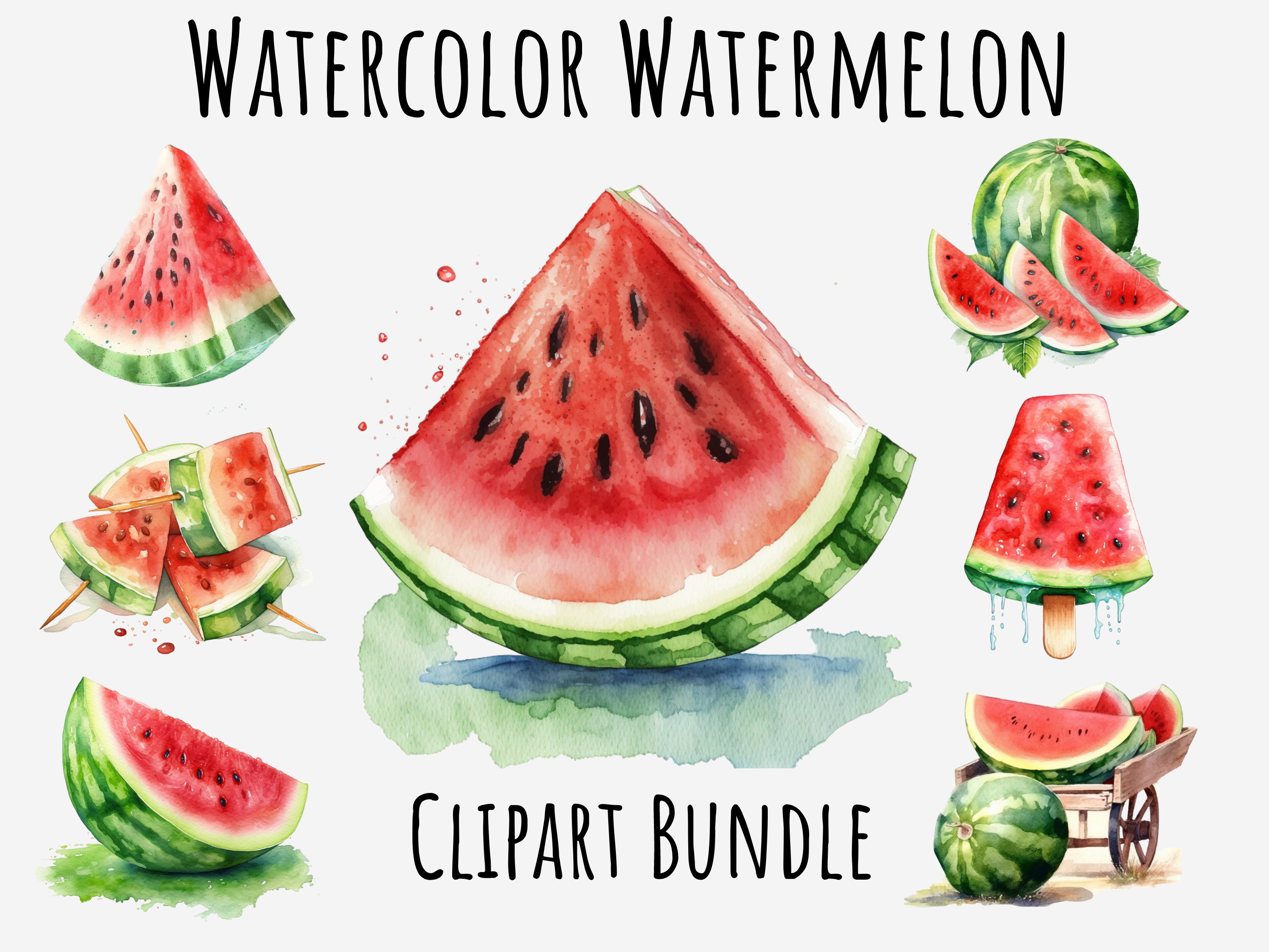 Watercolor Watermelon Clipart Fruit Clipart Summer Beach - Etsy