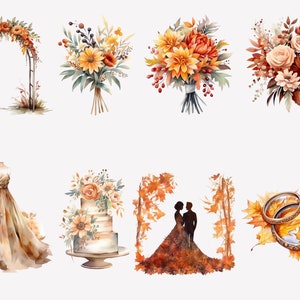 Watercolor Fall Wedding Clipart, Invitation Clipart, Printable ...