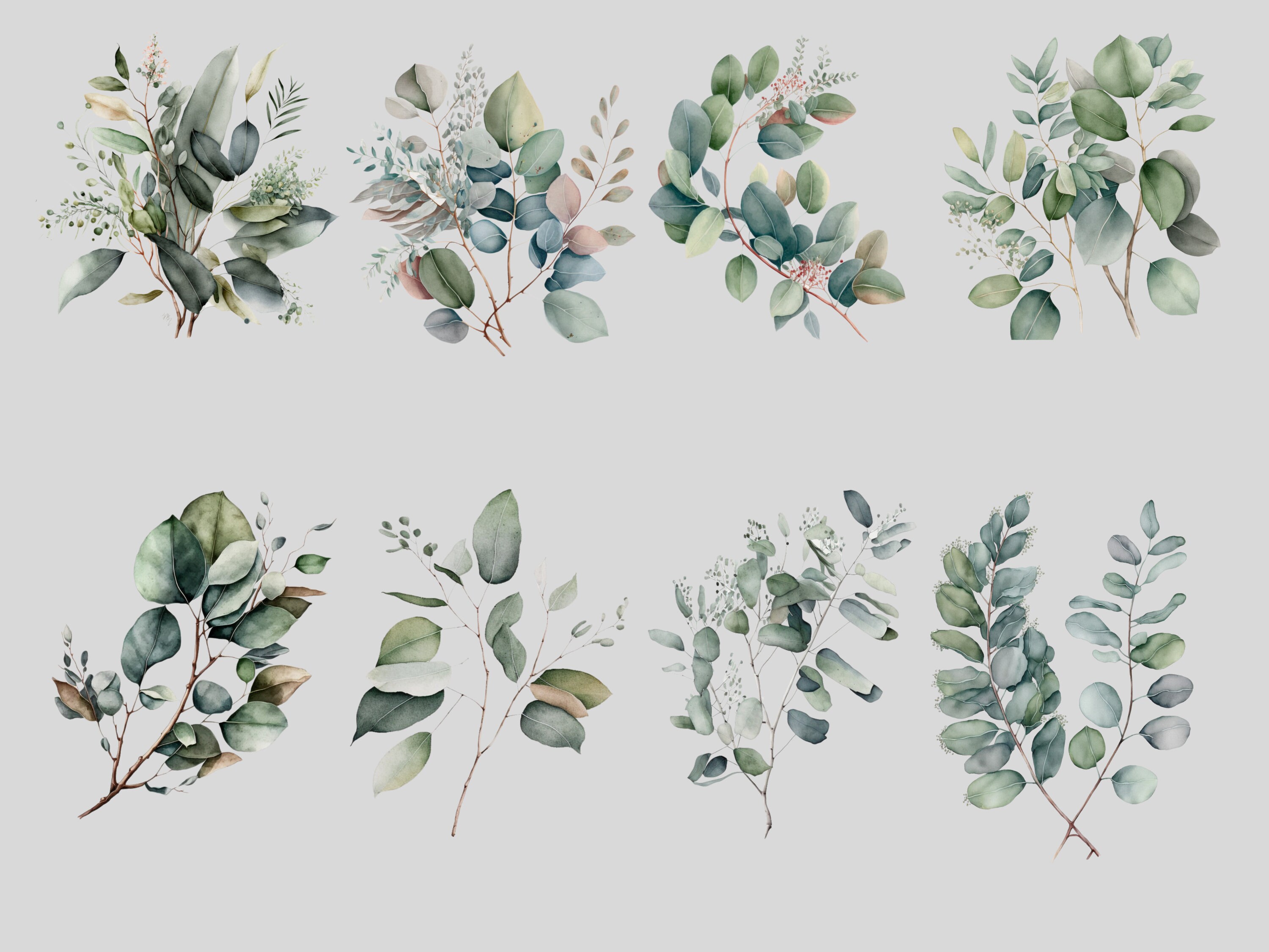 Watercolor Eucalyptus Clipart, Greenery, Wedding Flowers Png, Gardening ...