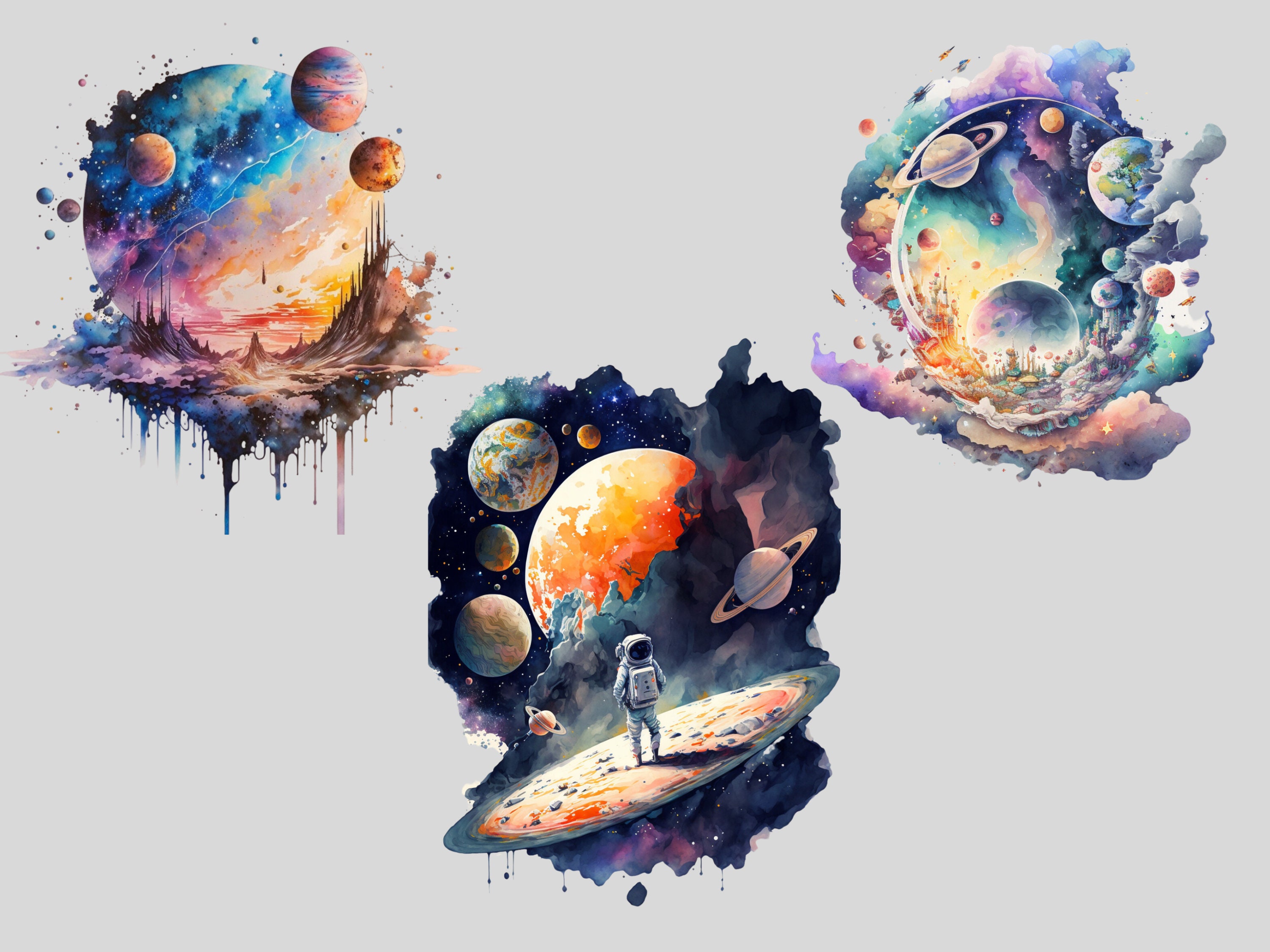 Watercolor Astronaut Clipart, Space Png, Planets, Solar System, Galaxy ...