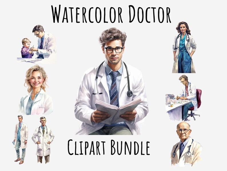Watercolor Doctor Clipart Doctor PNG Hospital Nurse - Etsy