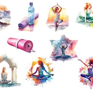 Watercolor Yoga Clipart, Exercise Clipart, Meditation Transparent ...
