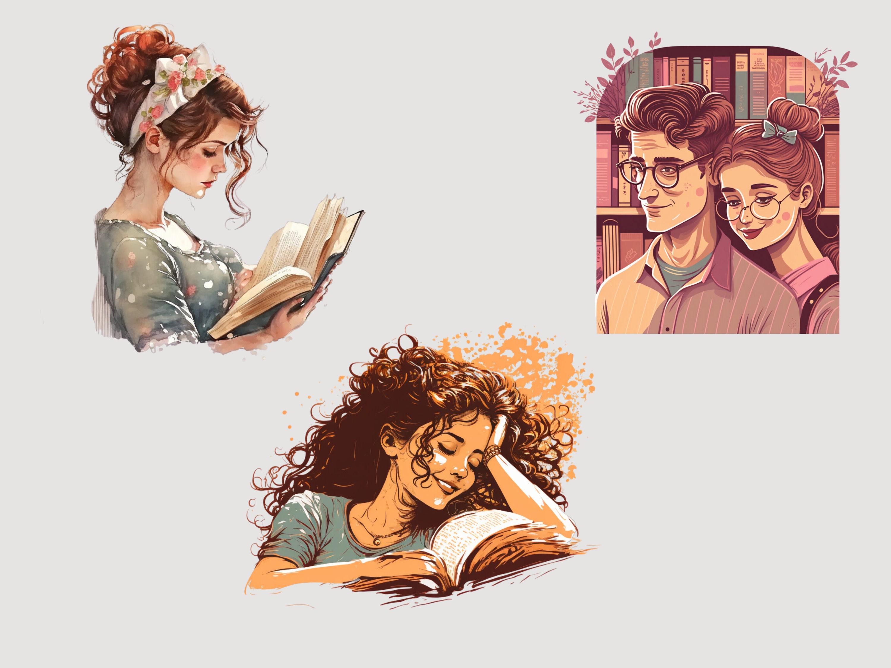 Bookworm Clipart Reading PNG Clipart Books Lover Journal - Etsy