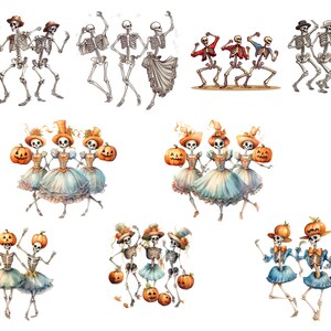 Dancing Skeleton Clipart Bundle, Halloween Clipart, Printable ...
