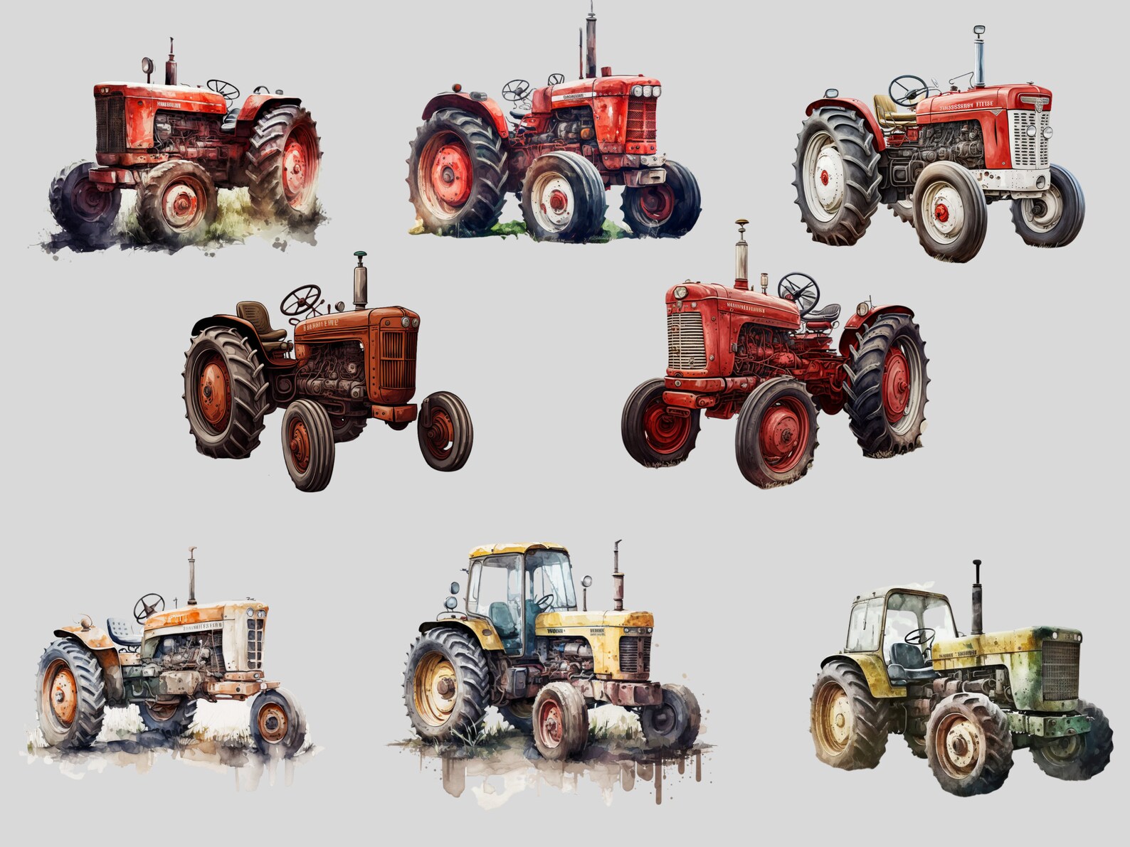 Watercolor Tractor Clipart, Countryside, Machinery, Farm Clipart ...