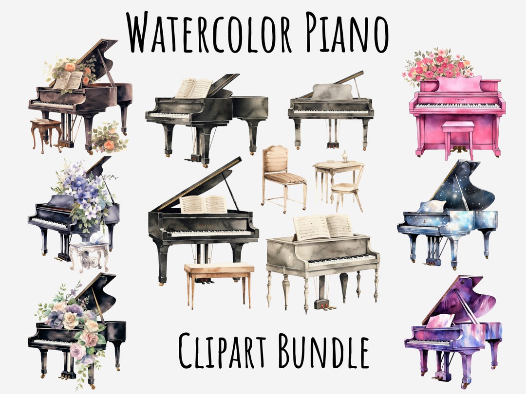 Watercolor Piano Clipart PNG, Grand Piano, Upright Piano, Fantasy ...