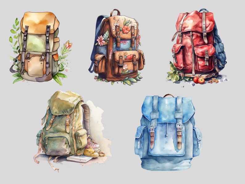 Watercolor Outdoor Backpack Clipart Bundle PNG Clipart Bundle - Etsy