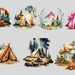 Watercolor Tent, Hiking, Camping Clipart Bundle PNG Mountain Forest ...