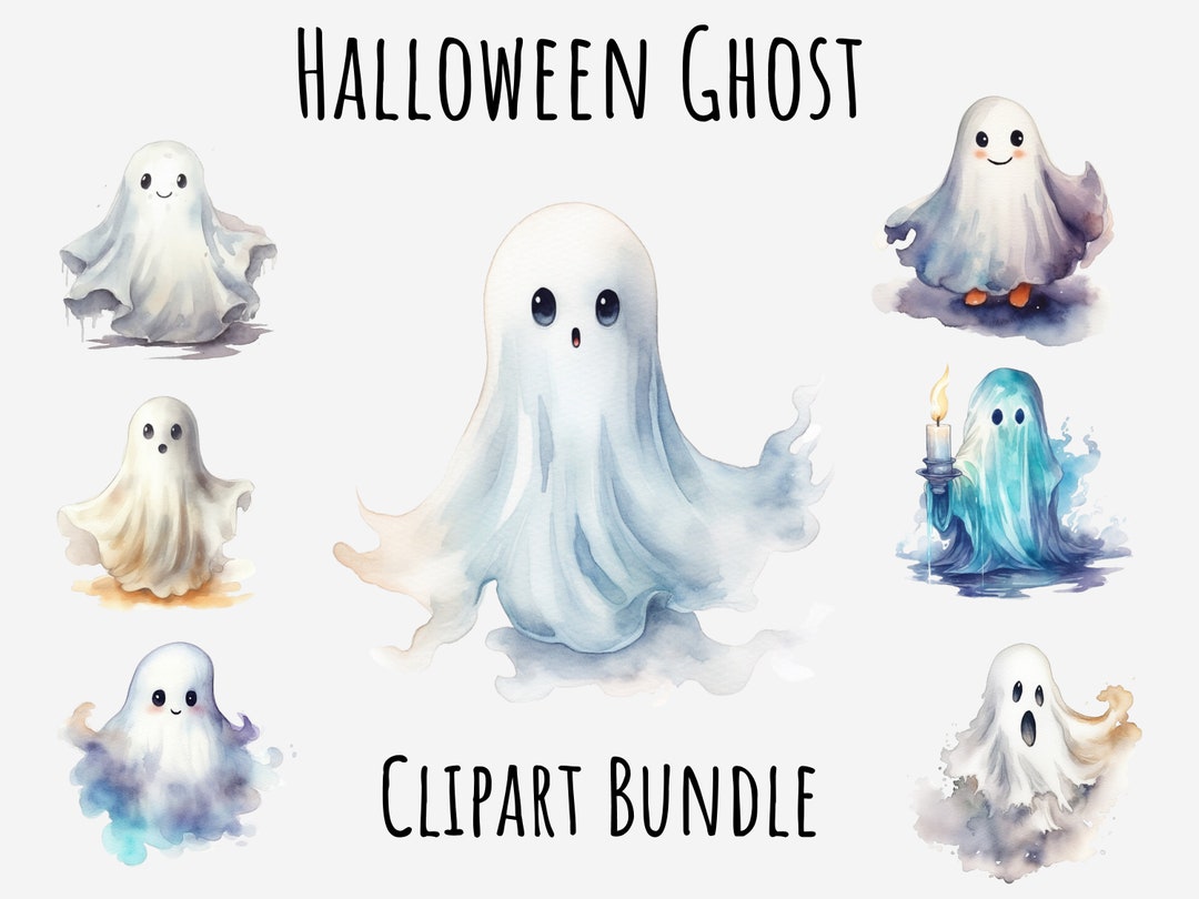 Watercolor Halloween Ghost Clipart Spooky Transparent Png - Etsy