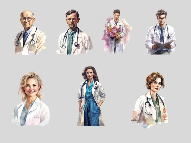 Watercolor Doctor Clipart Doctor PNG Hospital Nurse - Etsy
